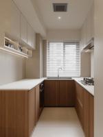 China MDF Natural Wood Grain Melamine Kitchen Cabinets For Apartment for sale