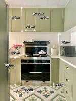 China Wood Grain Laminate And White Finish Color Mixed Kitchen Cabinet for sale
