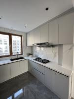 China Modern Light Grey Shaker Style Kitchen Cabinet With Dtc Hardware For Hotel for sale