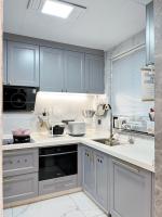 China Plywood Shaker Wooden Furniture Assembled Kitchen Cabinets With Island Unit for sale