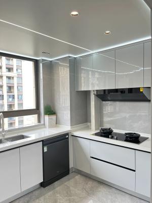 China Lacquer Cupboard Customized Own Design Modern Kitchen Plywood Wooden Cabinet for sale