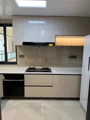 China Custom Modern Kitchen Cabinet with Anti-Fingerprint Pet Film for sale