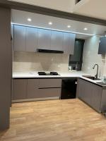 China Custom Modern Kitchen Cabinet with Anti-Fingerprint Pet Film for sale
