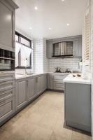 China L Shape Plywood Kitchen Cabinets with Quartz Countertop for sale