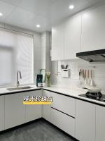 China L Shape Plywood Kitchen Cabinets with Quartz Countertop for sale