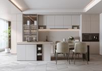 China Modern Minimalist Melamine Kitchen Cabinet with Quartz Countertop for sale