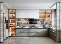 China Modern Minimalist Melamine Kitchen Cabinet with Quartz Countertop for sale