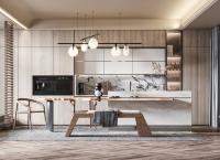 China Modern Minimalist Melamine Kitchen Cabinet with Quartz Countertop for sale