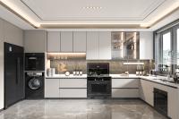 China Modern Minimalist Melamine Kitchen Cabinet with Quartz Countertop for sale