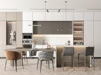 China Modern Melamine Kitchen Cabinet with Quartz Countertop for sale