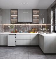 China Modern Melamine Kitchen Cabinet with Quartz Countertop for sale