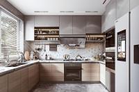 China Modern Melamine Finish Kitchen Cabinet with Natural Stone Texture for sale