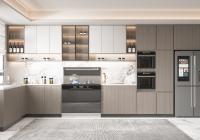 China Modern Melamine Finish Kitchen Cabinet with Natural Stone Texture for sale