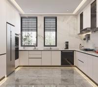 China Modern Melamine Finish Kitchen Cabinet with Natural Stone Texture for sale