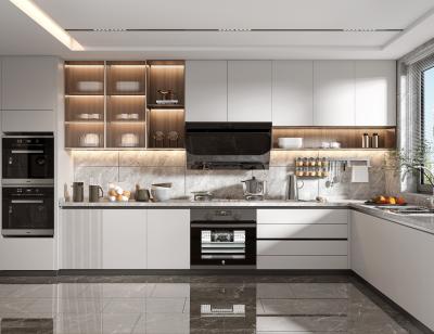 China U-Shaped Kitchen Cabinet with High Gloss Matte Finish for sale