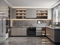 China Decorative Panel Kitchen Cabinets with Wood Grain for Hotels for sale