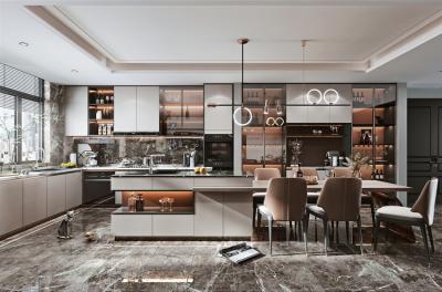 China Luxury Modern Melamine Furniture Custom Wood Kitchen Cabinet For Home for sale