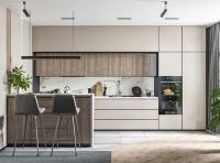 China Custom Kitchen Cabinet Modern Modular Built-In Wood Cupboard For Home for sale