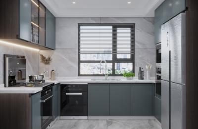 China Modular Kitchen Cabinets with Backsplash & Drawer Accessories for sale
