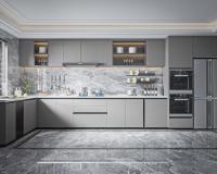 China Modular Kitchen Cabinets with Backsplash & Drawer Accessories for sale