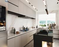 China Modular Kitchen Cabinets with Backsplash & Drawer Accessories for sale