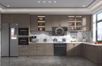 China Modular Matt Lacquer Kitchen Cabinet Villa Kitchen With Hanging Island Table for sale