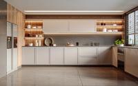 China Customizable Waterproof Wood Kitchen Cabinet with Marble Top for sale