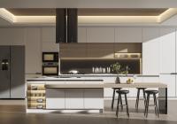 China Customizable Waterproof Wood Kitchen Cabinet with Marble Top for sale