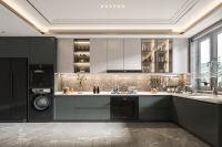 China Modular Kitchen Cabinet with Contrast Color Design for sale