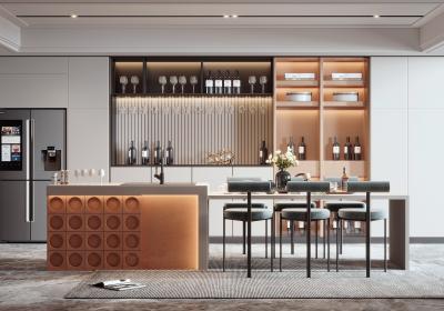 China High-End Custom Kitchen Cabinet MDF French Style for Villa for sale
