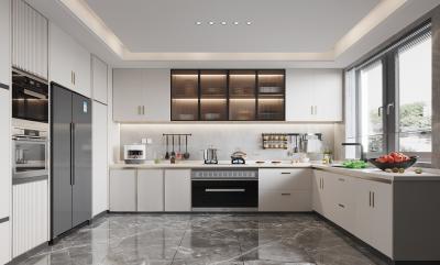 China Custom Modern Kitchen Cabinet Dark Matt Lacquer Finish for sale