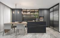 China Modern Sintered Stone Kitchen Island with Custom Cabinets for sale