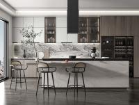 China Modern Sintered Stone Kitchen Island with Custom Cabinets for sale