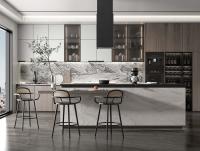 China Kitchen Cabinets Luxury Ash Wood Design With Soft-Close Hinges Countertop for sale