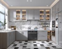 China Kitchen Cabinets Luxury Ash Wood Design With Soft-Close Hinges Countertop for sale