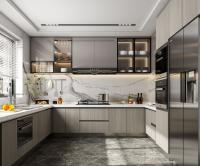 China Factory Modular Modern Kitchen Cabinet Design Custom Walnut Kitchen Cabinets for sale