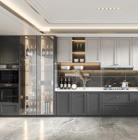 China Melamine Kitchen Furniture with Island Design Multifunctional Modern Cabinet for sale