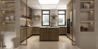 China Luxury Modern Kitchen Cabinet Marble Countertop MDF Waterproof  Villa Hinge for sale