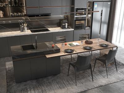 China Customizable Kitchen Cabinets Factory Including Sink Backsplash Faucet For Villas for sale