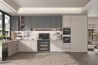 China Set Indoor Kitchen Cabinets Gloss L Shaped Modern Modular Price Gray  Furniture for sale