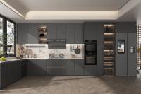 China Set Indoor Kitchen Cabinets Gloss L Shaped Modern Modular Price Gray  Furniture for sale