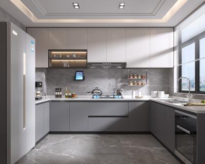 China Modern Kitchen Cabinet with 3D Model Design Quartz Countertop and Blum Hardware for sale
