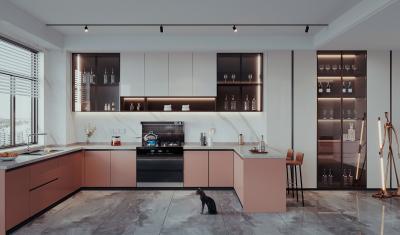 China Customized Countertop Modern Kitchen Cabinet Bathroom Vanities Equipped with DTC Hardware Accessories Sleek Modern Style for sale