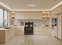 China L Shape MDF Lacquer Kitchen Cabinets Set Modural Kitchen Furniture for Villa for sale