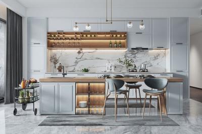 China Australian Villa Project L Shaped Luxury Kitchen Cabinets Complete Mdf Cabinet for sale