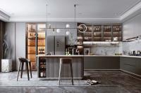 China Minimalist Flat-Panel Melamine Board Kitchen Cabinet Set, Base & Wall Cabinets for sale