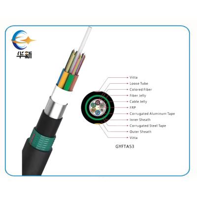 China Underground direct buried FRP Strength Member Outdoor Fiber Optic Cable Double Armored Fiber Optic Cable GYFTA53 Anti-Rodent APL Tape Double Sheath Stranded Loose tube Fiber Optic Cable for sale