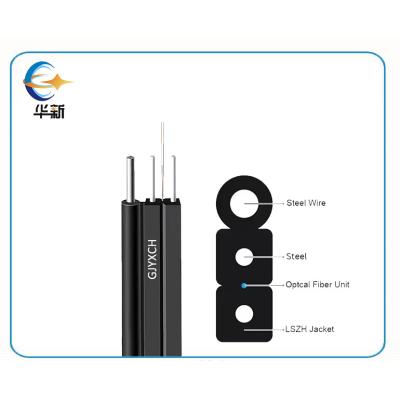 China 1/2/4 Cores FTTH Fiber Drop Cable Black LSZH With Messenger Steel / FRP Strength Member for sale
