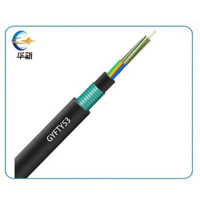 China Stranded Loose Tube Outdoor Fiber Optical Cable Non Metallic Strength Member Armored and Double Sheathed GYFTY53 for sale