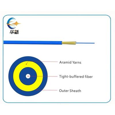 China FTTH Indoor Fiber Optic Cable Single Mode  2 4 6 8 12 24 Core GJFJV Tightly Jacketed Aramid Tensile PVC Outer Jacket for sale